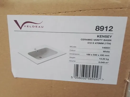 Lot 1202: BOXED AS NEW VELDEAU KENSEY CERAMIC VANITY BASIN IN WHITE ...