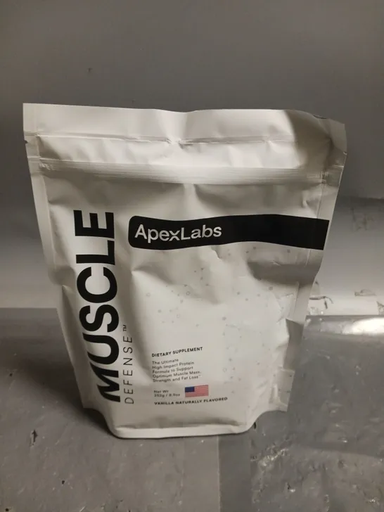 Lot 1433: APEX LABS HIGH IMPACT MUSCLE GROWTH PROTEIN DEFENSE - NATURAL FLAVOUR VANILLA (252g ...
