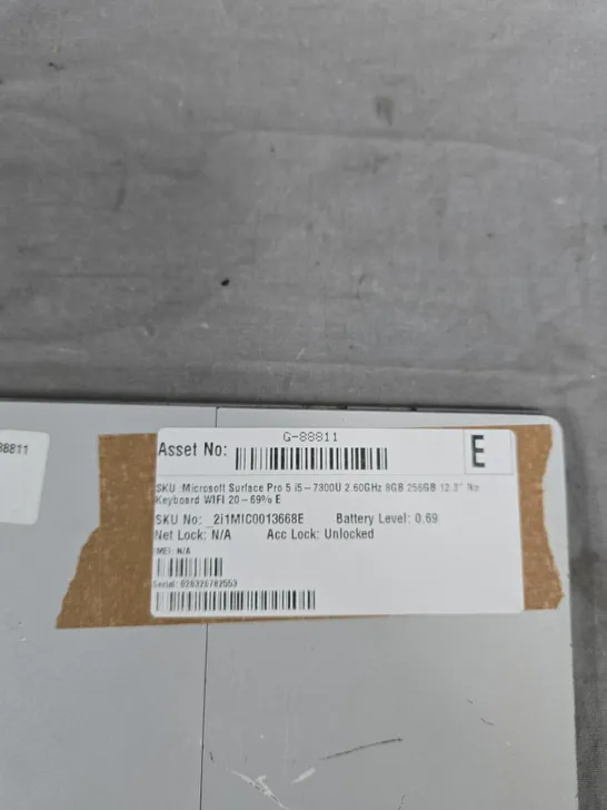 Lot 5699: MICROSOFT SURFACE PRO 5 TABLET – I5-7300U, 8GB RAM, 256GB, 12 ...