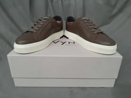 Lot 1081: BOXED PAIR OF VYN ONE CUSTOMISED SHOES IN BROWN/BLACK EU SIZE ...
