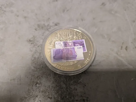 Lot 8624: ADAM SMITH SERIES F £20 BANKNOTE COIN - 5202731 | Simon ...