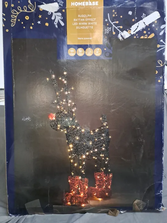 Lot 4063: BOXED HOMEBASE RUDOLPH RATTAN EFFECT LED WARM WHITE ...