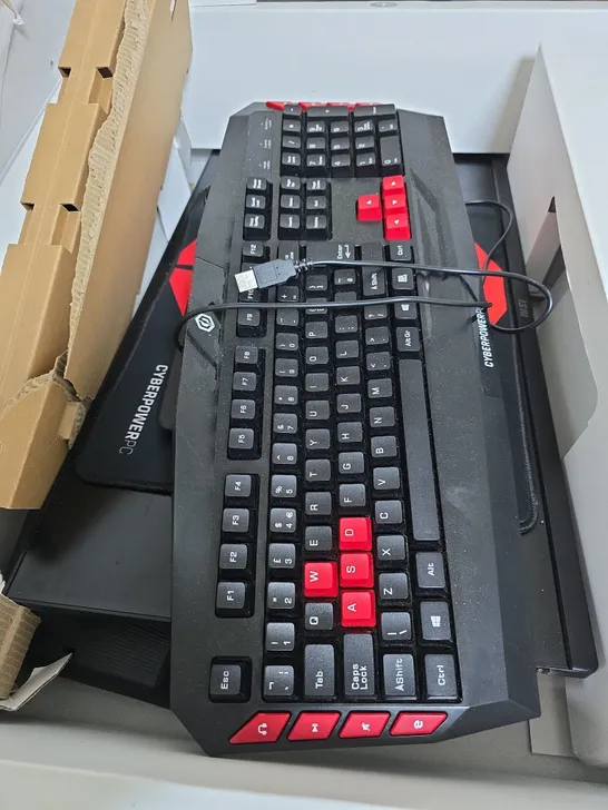 Lot 203: CYBERPOWERPC GAMING KEYBOARD – WIRED, BLACK WITH RED KEYCAPS ...