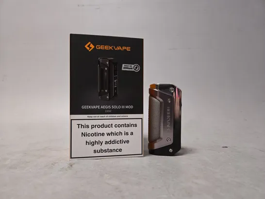Lot 7112: BOXED GEEK VAPE AEGIS SOLO III MOD DARK GRAY - 5097600 ...
