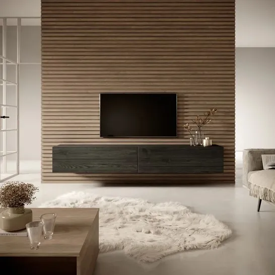 Lot 632: BOXED MELICENT FLOATING TV STAND FOR TVS UP TO 75" (1 BOX ...