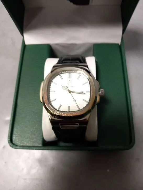 Lot 44: BOXED FRANK SCHMIDT STAINLESS STEEL FRAMED WRIST WATCH WITH ...