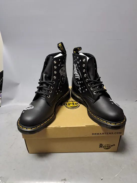 Lot 6136: BOXED PAIR OF DR MARTENS CELESTIAL MOTH EMBROIDERED LACE UP ...