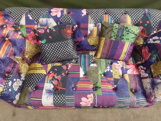 Lot 20: QUALITY DESIGNER CAMAURY VELVET PATCHWORK SOFA RRP £1299.99 ...