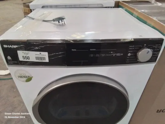 Lot 550: SHARP KD-NHH8S7GW21-EN, FREE STANDING, 8KG, HEAT PUMP TUMBLE DRYER, A++ ENERGY RATING ...