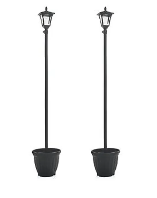 Lot 9612: LUXFORM SET OF 2 SOLAR LAMPPOSTS WITH PLANTER AND HOOKS ...