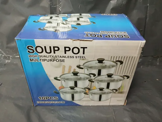 Lot 7010: BOXED SOUP POT SET (10pcs) - 5031298 | Simon Charles Auctioneers