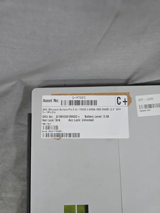 Lot 5694: MICROSOFT SURFACE PRO 5 TABLET WITH KEYBOARD – I5, 8GB RAM ...