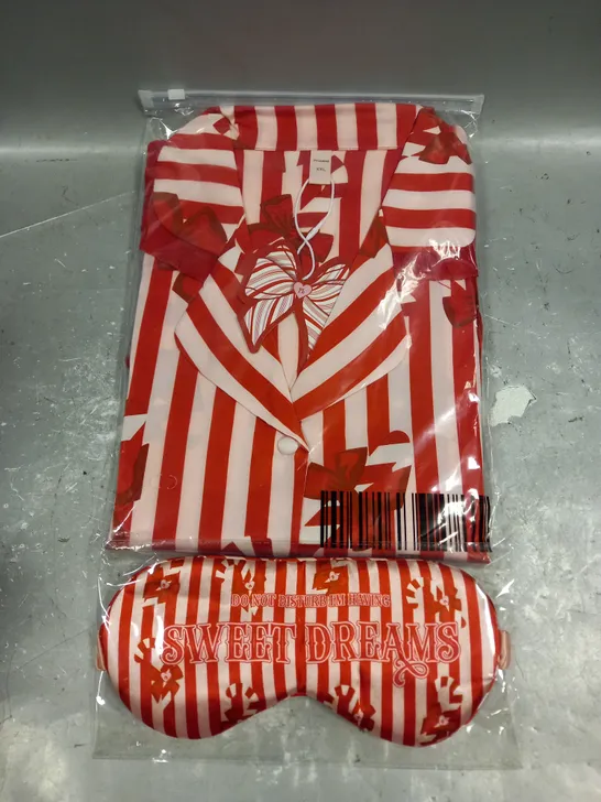 Lot 5529: PLOUISE CANDY CANE STRIPED PYJAMA SET IN RED SIZE XXL + SLEEP ...