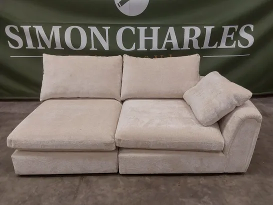 Lot 32: QUALITY DESIGNER EX DISPLAY OPEN-ENDED FABRIC CHAISE SOFA ...