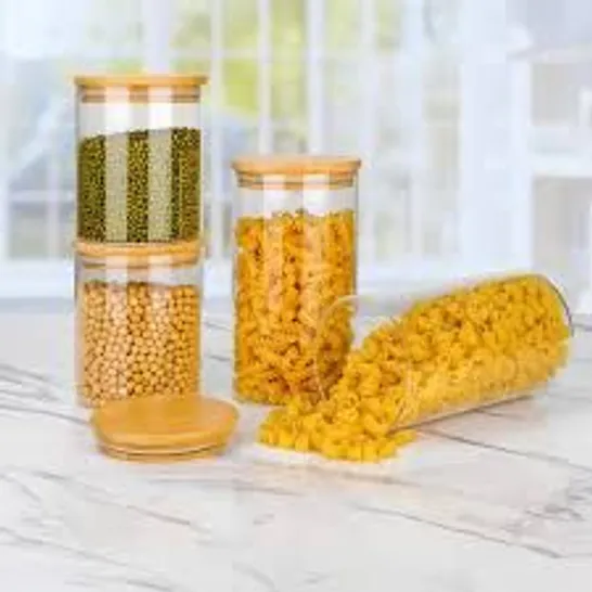 Lot 266: BOXED NEO SET OF CLEAR HIGH BOROSILICATE GLASS STORAGE JARS ...