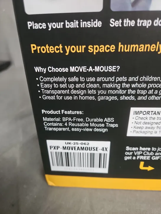 Lot 1615: MOVE-A-MOUSE HUMANE MOUSE TRAP – 4 PACK (PESTX PRO) - 5421289 ...
