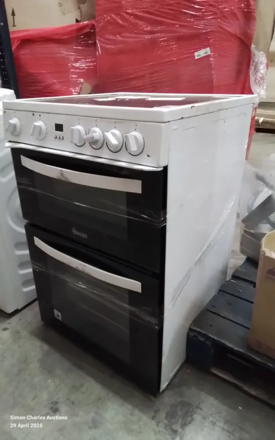 Lot 210: SWAN SX16720W 60CM WIDE TWIN CAVITY ELECTRIC COOKER WITH ...