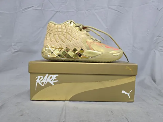 Lot 9066: BOXED PAIR OF PUMA MB.01 GOLDEN CHILD SHOES IN METALLIC GOLD ...