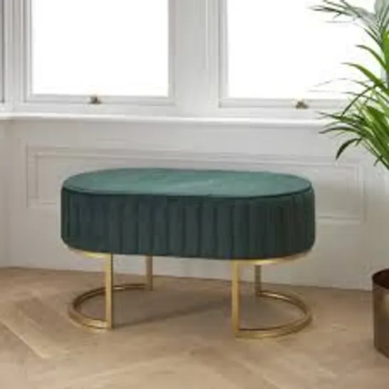Lot 1000: BRAND NEW BOXED HOMESDIRECT365 DARK GREEN UPHOLSTERED BENCH ...