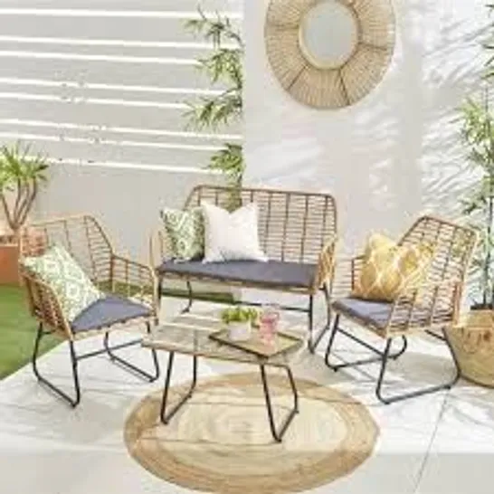 Lot 618: BOXED NEO 4 SEATER GREY BAMBOO GARDEN LOUNGE SET (1 BOX ...