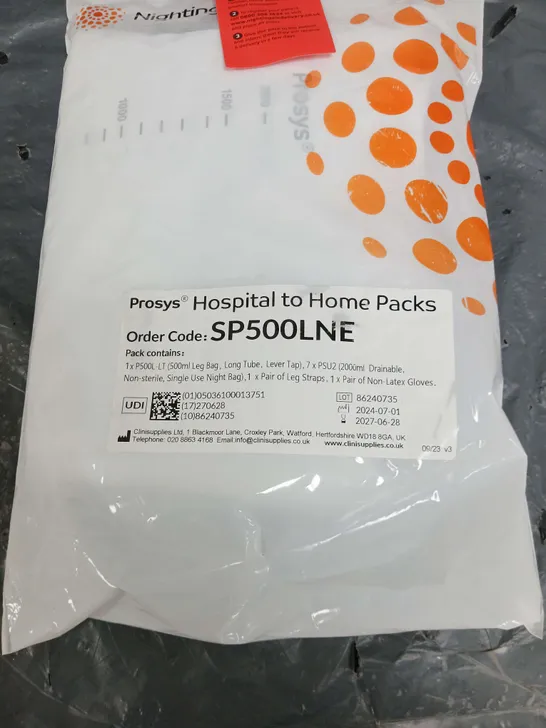 Lot 8292: PROSYS HOSPITAL TO HOME PACK INCLUDING LEG BAG & NIGHT BAGS ...