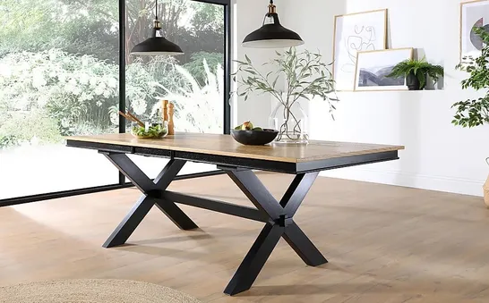 Lot 1512: BOXED GRANGE X-BASE OAK/BLACK LUX 180-220CM EXTENDING DINING ...