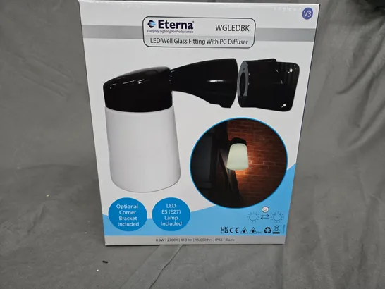 Lot 6040: BOXED ETERNA LED WELL GLASS FITTING - BLACK WITH PC DIFFUSER ...