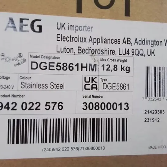 Lot 5027: AEG COOKER HOOD STAINLESS STEEL Model DGE5861HM RRP £467 ...