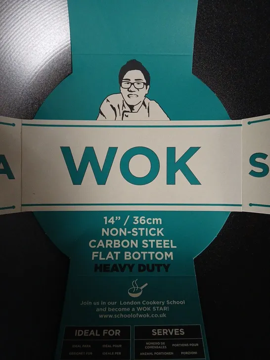 Lot 5257: SCHOOL OF WOK STAR WOK – 14" (36CM) NON-STICK CARBON STEEL ...
