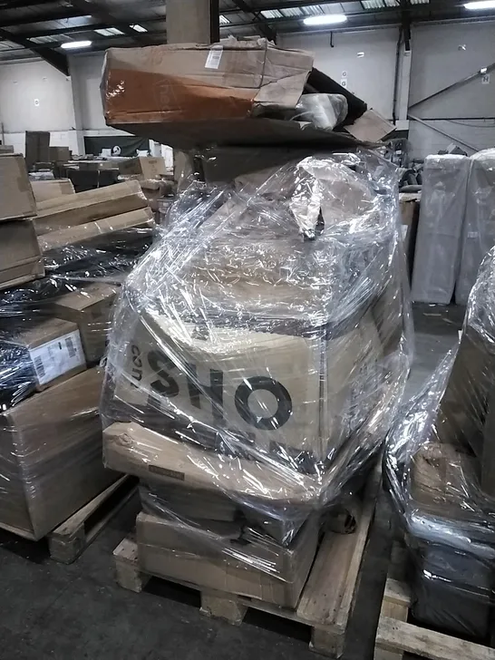 Lot 1001: PALLET OF HOUSEHOLD ITEMS TO INCLUDE CHAIR, STEAM MOP, SACK ...