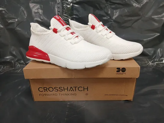 Lot 2466: BOXED PAIR OF CROSSHATCH KIDS SHOES IN WHITE/RED SIZE UK 3 ...