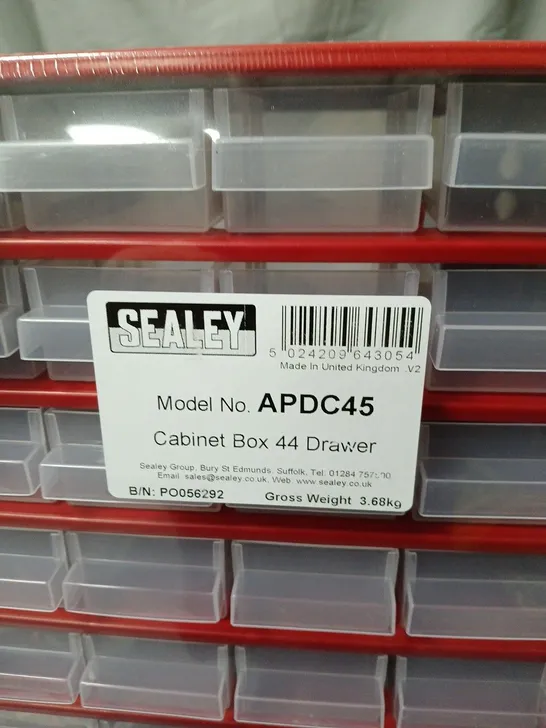 Lot 8426: SEALEY APDC45 CABINET BOX 44 DRAWER – RED STORAGE CABINET ...