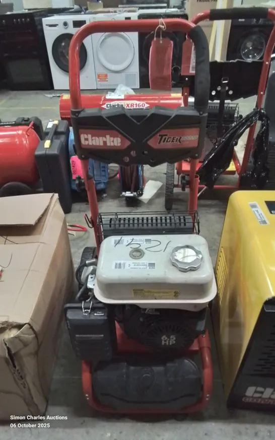 Lot 455: CLARKE XR160 PORTABLE PETROL ENGINE ON RED TROLLEY FRAME – 6.5 ...