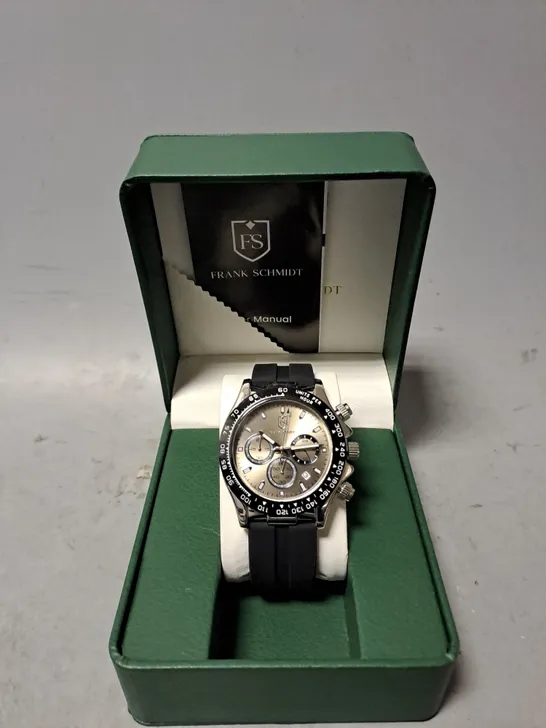 Lot 7306: FRANK SCHMIDT WATCH – MULTI FUNCTION SUB DIALS WITH DATE – HQ ...