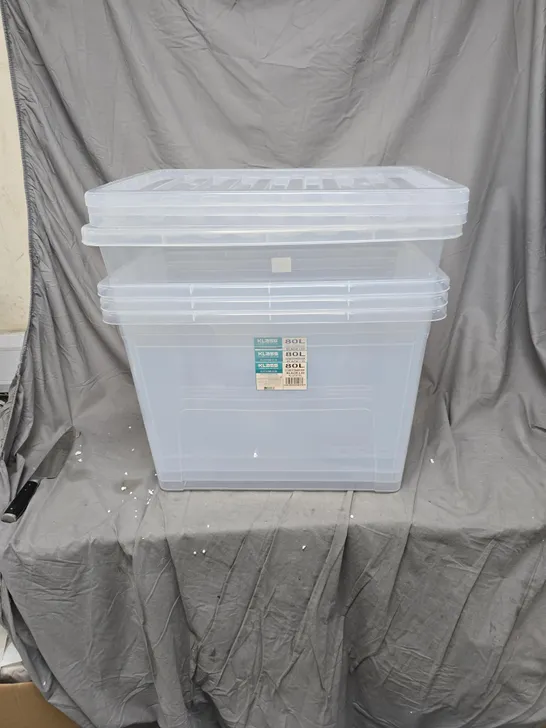 Lot 2030: 4X KLASS 80L PLASTIC STORAGE BOX WITH LID – TRANSPARENT ...