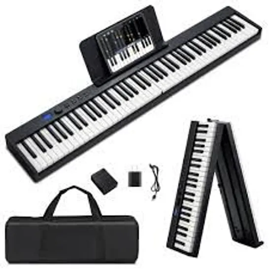 Lot 852: COSTWAY 88-KEY FOLDABLE DIGITAL PIANO KEYBOARD, FULL SIZE SEMI ...