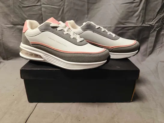 Lot 806: BOXED PAIR OF FRENCH CONNECTION TRAINERS IN GREY/PINK SIZE UK ...