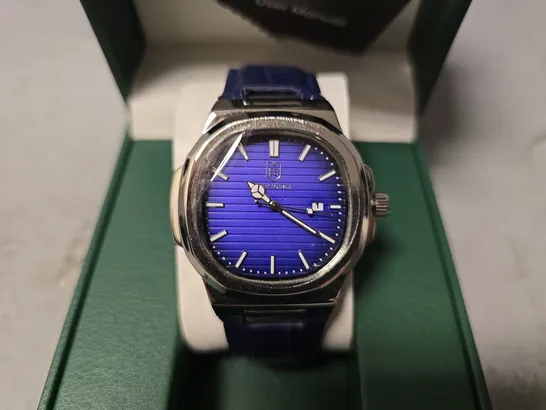Lot 7127: FRANK SCHMIDT WATCH – TEXTURED DIAL WITH DATE – LEATHER STRAP ...