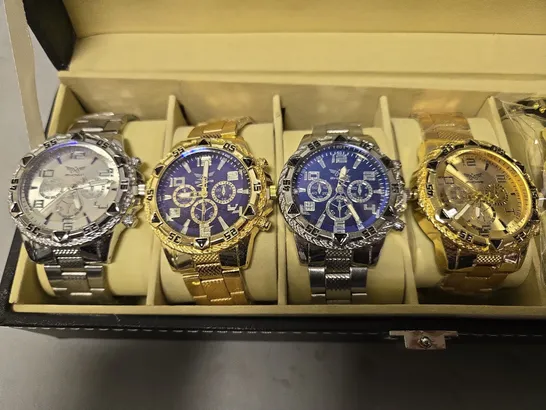 Lot 9466: WATCH BOX CONTAINING 6 ZHOWE WATCHES IN VARIOUS STYLES ...