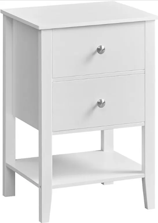 Lot 25: BOXED VASAGLE BAMBOO BEDSIDE TABLE, SIDE TABLE WITH 2 STORAGE DRAWERS AND OPEN SHELF ...