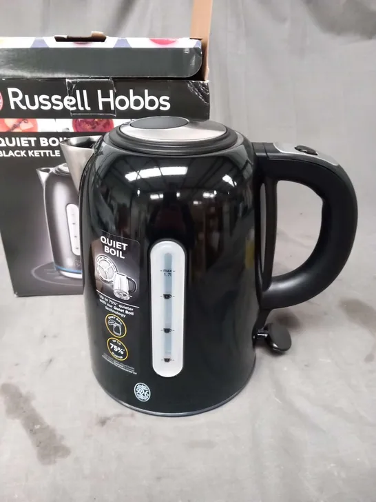 Lot 1572: BOXED RUSSELL HOBBS QUIET BOIL BLACK KETTLE MODEL NO 20462 ...