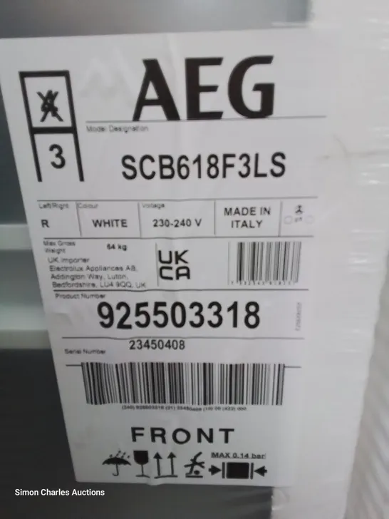 Lot 2085: AEG 500 COLD SENSE INTEGRATED 70/30 FRIDGE FREEZER 267L Model ...