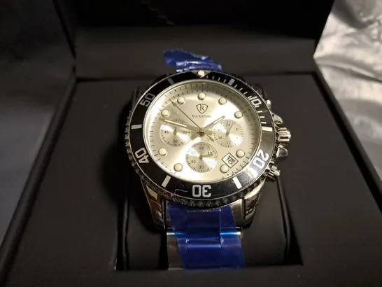 Lot 7093: RUCKSTUHL CHONOGRAPH WATCH WITH SILVER DIAL & STAINLESS STEEL ...