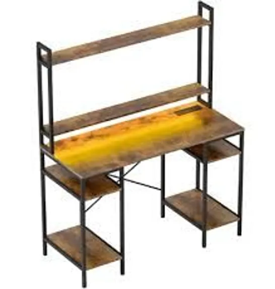 Lot 1020: BOXED HOMCOM COMPUTER DESK WITH POWER OUTLETS AND LED LIGHTS ...