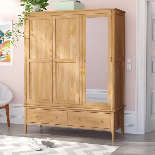 Lot 2305: BOXED BRIGANCE 3 DOOR WARDROBE - NATURAL OAK (2 BOXES ...