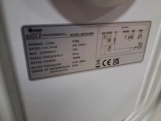 Lot 31: SWAN SW75150W 9KG 1400RPM WASHING MACHINE - WHITE - 5366949 ...