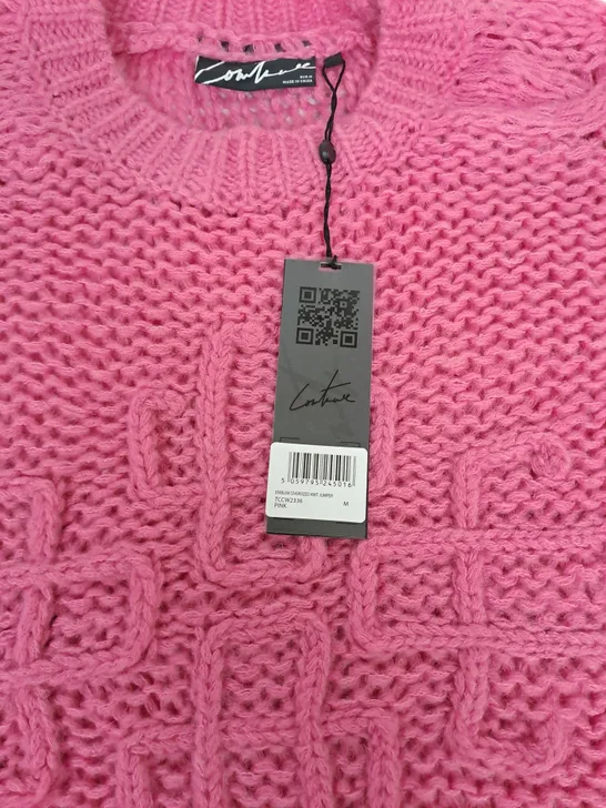 Lot 3187: COUTUE EMBLEM OVERSIZED KNIT JUMPER IN PINK - M - 4639313 ...