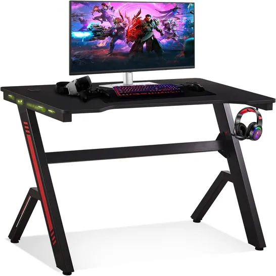 Lot 505: BOXED COMPUTER DESK 110 X 60 CM, ERGONOMIC LARGE GAMING TABLE ...