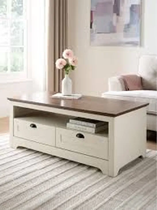 Lot 50: BOXED DEVON COFFEE TABLE - IVORY/WALNUT (1 BOX) RRP £139 - 5116599 | Simon Charles ...