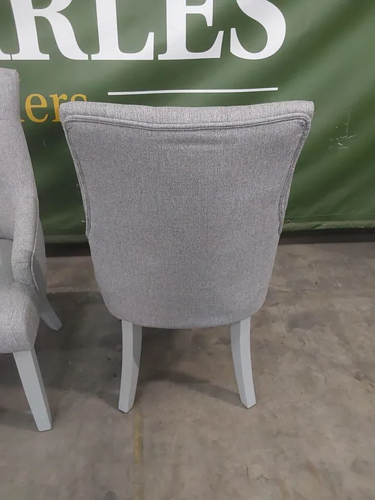 Lot 632: SET OF 4 DUKE LIGHT GREY FABRIC BUTTON BACK DINING CHAIRS ...